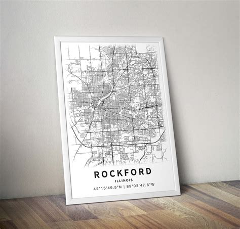 Printable Map Of Rockford Illinois Usa With Street Names Instant