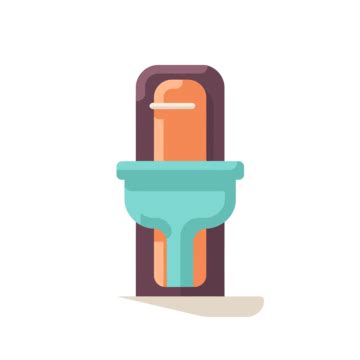 Toilet With A Handle Flat Vector Illustration A Simplistic Colorful
