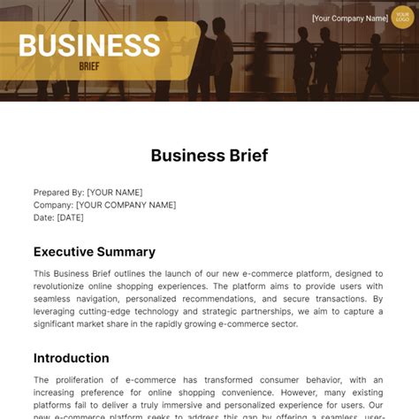Business Brief Template Edit Online And Download Example