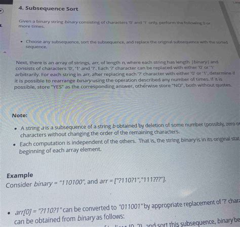4 Subsequence Sort Given A Binary String Binary Consisting Of