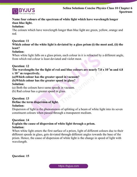 Selina Solutions Concise Physics Class 10 Chapter 6 Spectrum Download Pdf