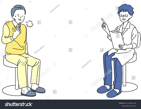 Illustration Senior Man Reassured By Doctors Stock Vector Royalty Free