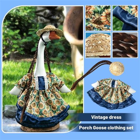 Oshhni Cute Goose Outfit Landscape Ornament Outdoor Decoration Creative