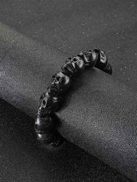 Men Skull Beaded Bracelet Beaded Skull Skull Bracelet Beaded Bracelets