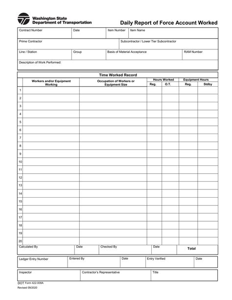 Dot Form 422 008a Fill Out Sign Online And Download Fillable Pdf Washington Templateroller