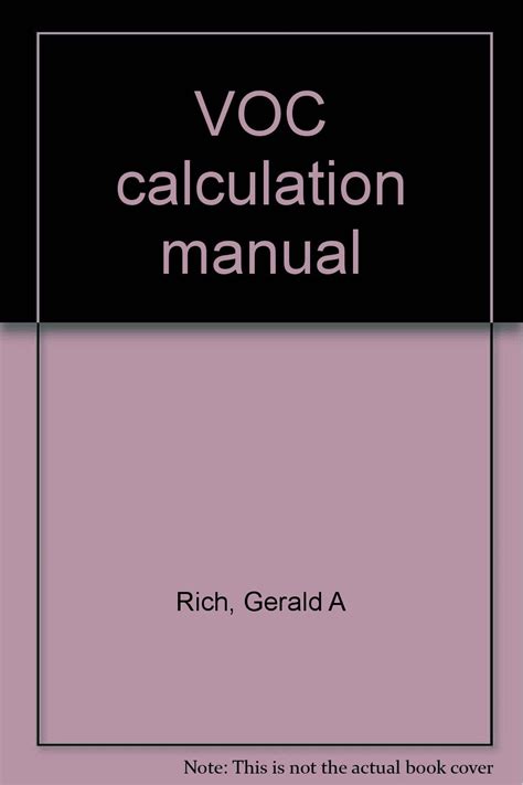 VOC Calculation Manual Rich Gerald A Amazon Com Books