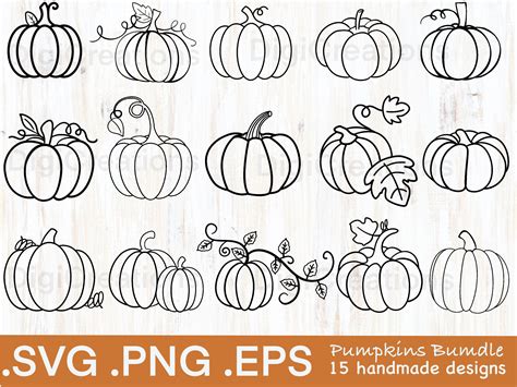 Pumpkin Svg Outline Bundle Autumn Svg Png Fall Shirt Svg Etsy