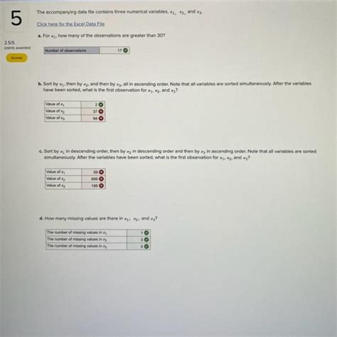 Solved The Accompanying Data File Contains Three Numerical