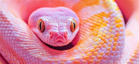 Pink Ball Python Close Up Showcasing Vibrant Scales And Striking Eyes