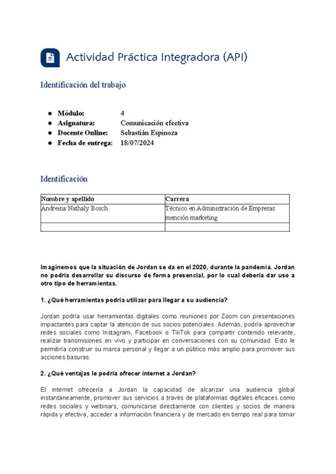 Actividad Práctica Integradora Api4 Comunicación Efectiva Módulo 4