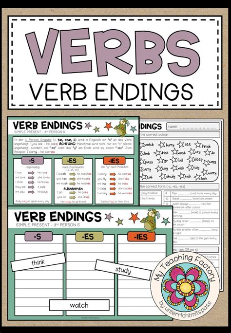 VERBS Verb Endings Present Simple 3rd Person S Package Material