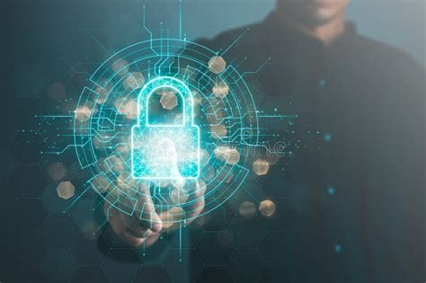 Business Man Use Laptop With Security Icon Screen Innovation