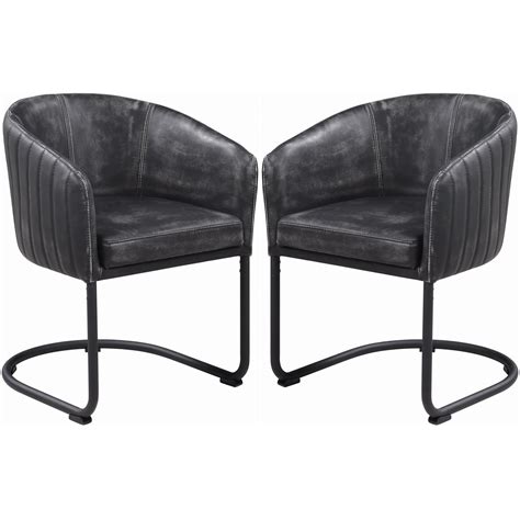 Casuai Anthracite Leatherette Barrel Design Dining Chair Black