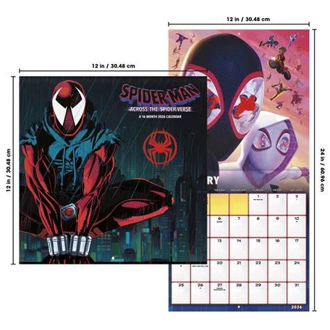 Spiderman Across The Spiderverse 2026 Wall Calendar