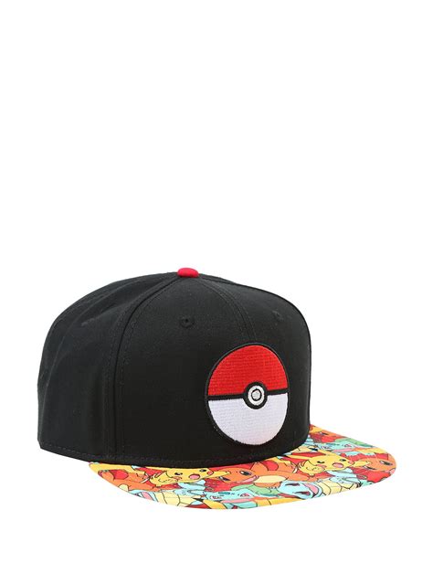 Pokemon Starters Sublimation Bill Snapback Hat Hot Topic Snapback