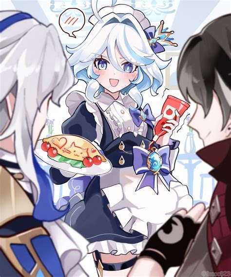 Furina Neuvillette And Wriothesley Genshin Impact Drawn By Chaena