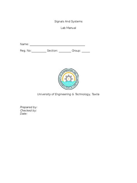 Signals And Systems Lab Manual University Of Engineering And Technology