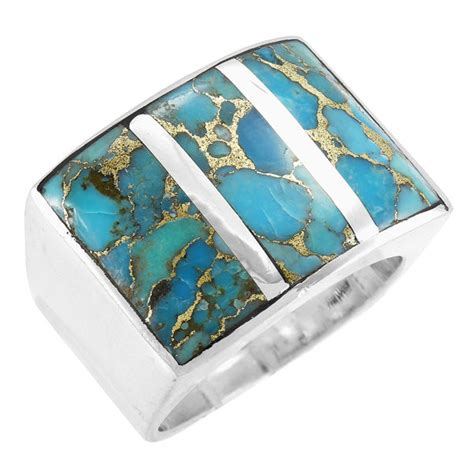 Mens Matrix Turquoise Ring Sterling Silver R2641 C84 Sizes 9 13 Sku