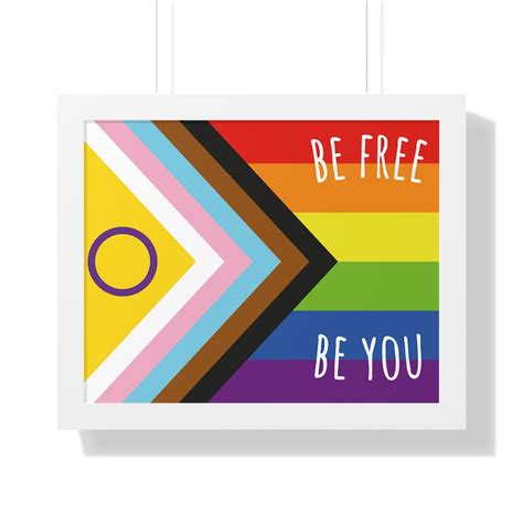Framed Poster Pride Flag Lgbtq Intersex Progressive Flag Be Free Be You Black Frame Hope