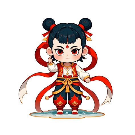 Nezha Lendários Personagens Míticos Da Fada Ilustração Red Red Png