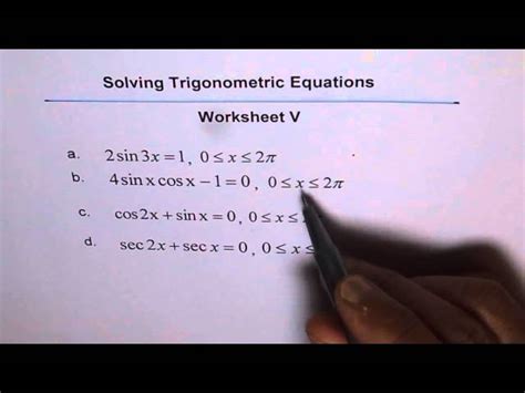 Solving Trigonometric Equations Worksheet Printable Maths Worksheets Worksheets Library