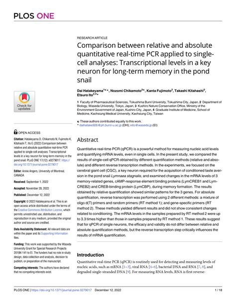 Pdf Comparison Between Relative And Absolute Quantitative Real Time