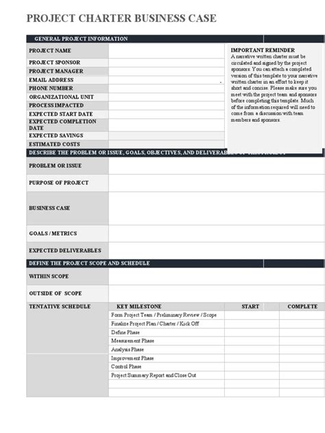 Ic Project Charter Business Case 8556 Word Pdf Performance