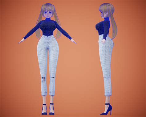 3d Model Game Sexy Anime Girl Character Rigged Yeon Vr Ar Low