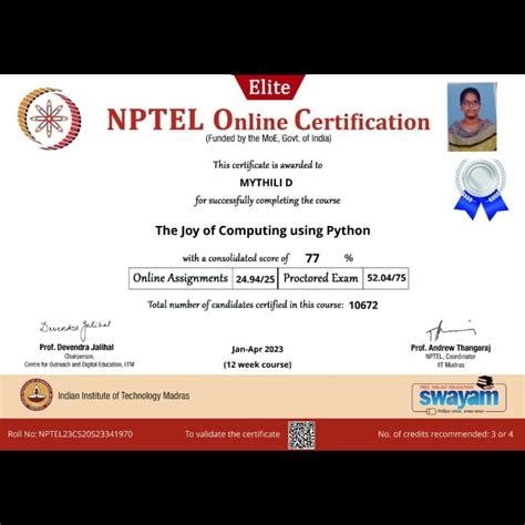 Mythili D On Linkedin Nptelcertifications Python