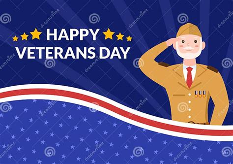 Veteranen Dag Op 11 November Plaatje Hand Getekende Cartoon Flat Illustratie Met Vs Vlag En