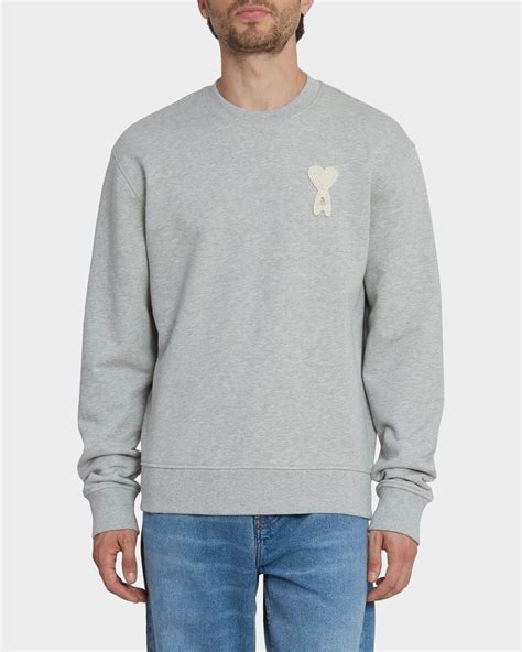 Ami Paris Mens Crochet Ami De Coeur Cotton Crewneck Sweater Neiman