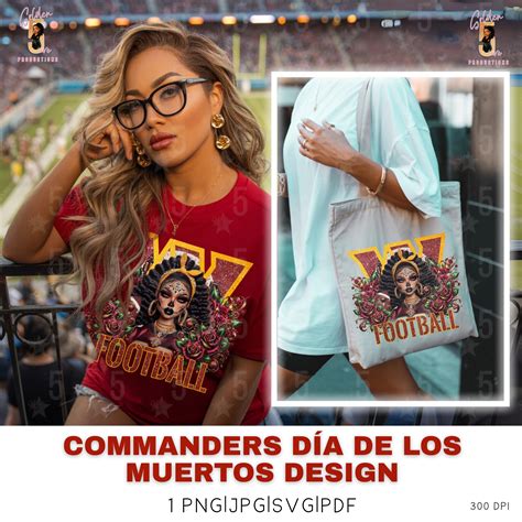 Washington Commanders Día De Los Muertos Design Svg Png  Pdf I Golden5ive Productions