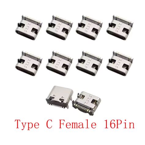 Conector Usb Tipo C Hembra Pines Smd Vertical Electronica Plett
