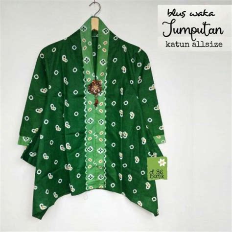 Promo Blus Waka Jumputan Blus Batik Cewek Blouse Batik Wanita Seragam Batik Merah Hitam