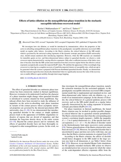 Pdf Effects Of Lattice Dilution On The Nonequilibrium Phase Transition In The Stochastic
