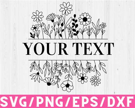 Floral Border Svg Flower Border Svg Floral Frame Svg Split Monogram