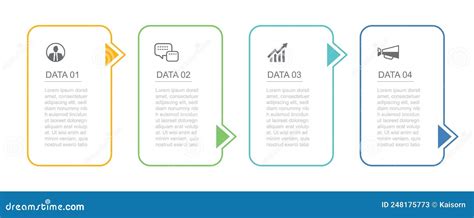 4 Data Outline Infographics Tab Index Template Vector Illustration