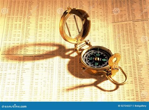 Antique Compass On Stock Index Stock Image Image Of Informations