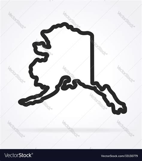 Alaska Ak State Shape Outline Simplified Vector Image