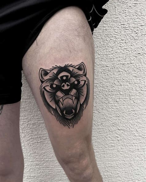 Black Bear Face Tattoo