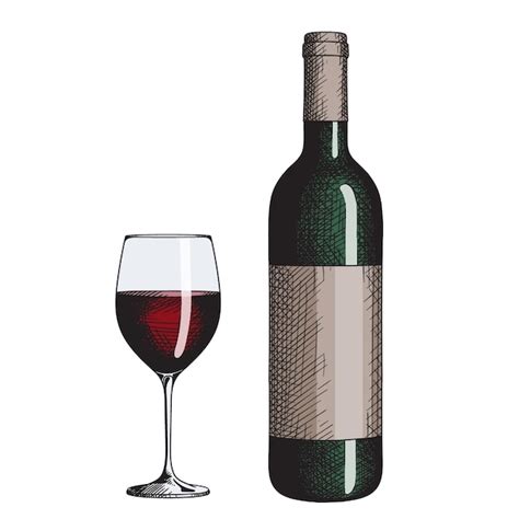 Premium Vector A Glass Of Red Wine And A Bottle With A Label Vector