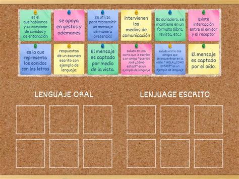 Tipos De Lenguaje Oral Y Escrito Ordenar Por Grupo