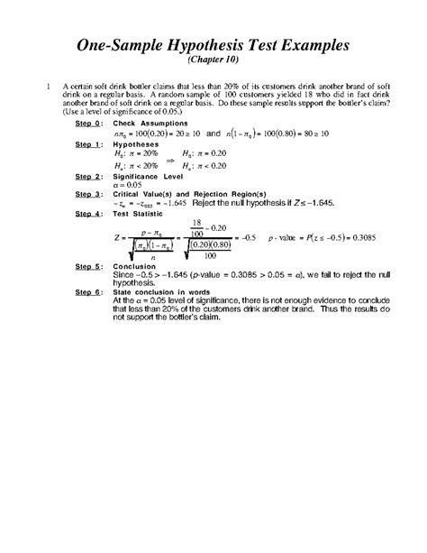 Stat Hypothesis Test Statistics One Sample Hypothesis Test Examples Chapter 10 1 A Certain
