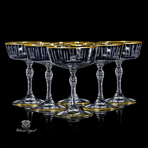 Gold Crystal Champagne Glasses Safari Collection Bohemia Crystal