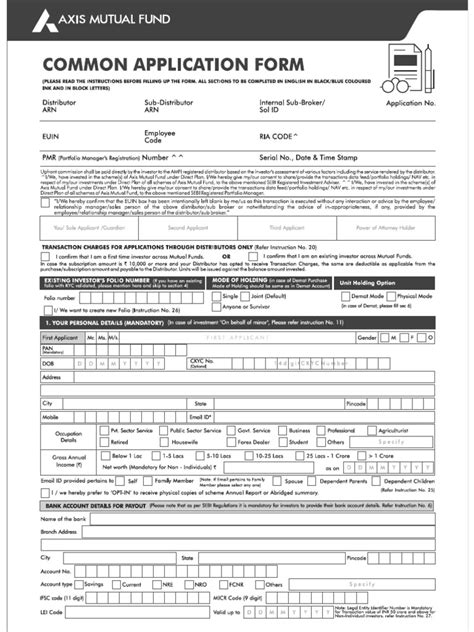 Axis Common Application Form Pdf