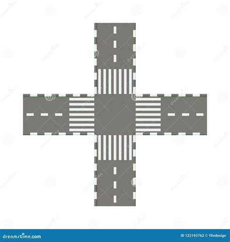Empty Road Intersection Icon Cartoon Style Stock Illustration