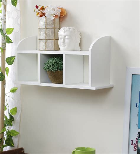 Buy Engineered Wood Floating Wall Shelf In White Colour At 33 Off By