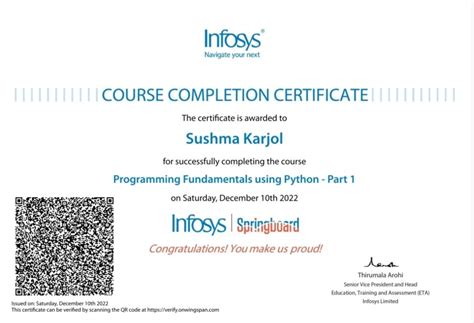 Sushma Karjol On Linkedin Python Infosysspringboard