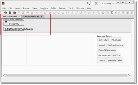 Welcomescreen Tab In Framemaker Is Formatted Incor Adobe Product