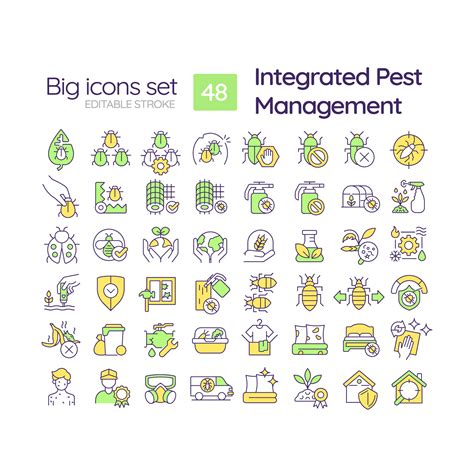 Editable Multicolor Big Line Icons Set Representing Integrated Pest Management Isolated Vector